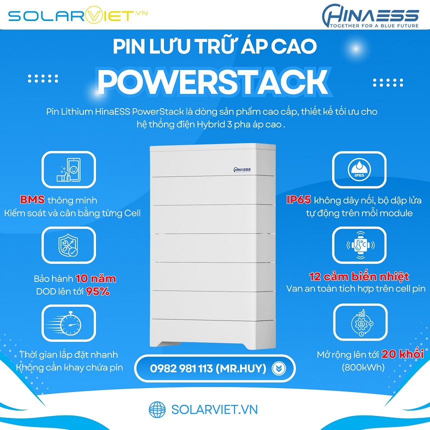Pin Lithium HinaESS áp cao PowerStack - SUNRISE SOLAR